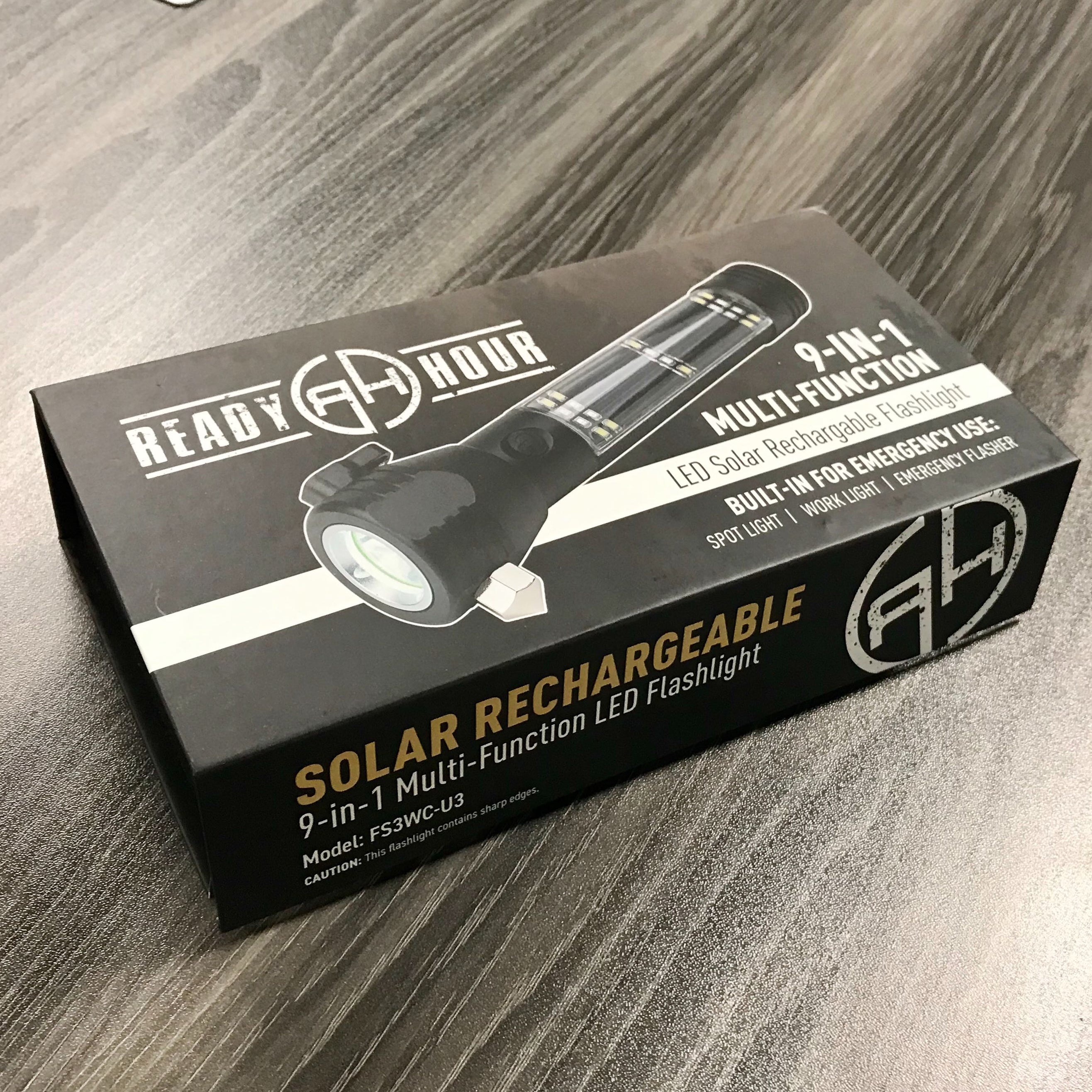 Ready Hour 9-in-1 Multi-Function LED Solar Rechargeable Flashlight